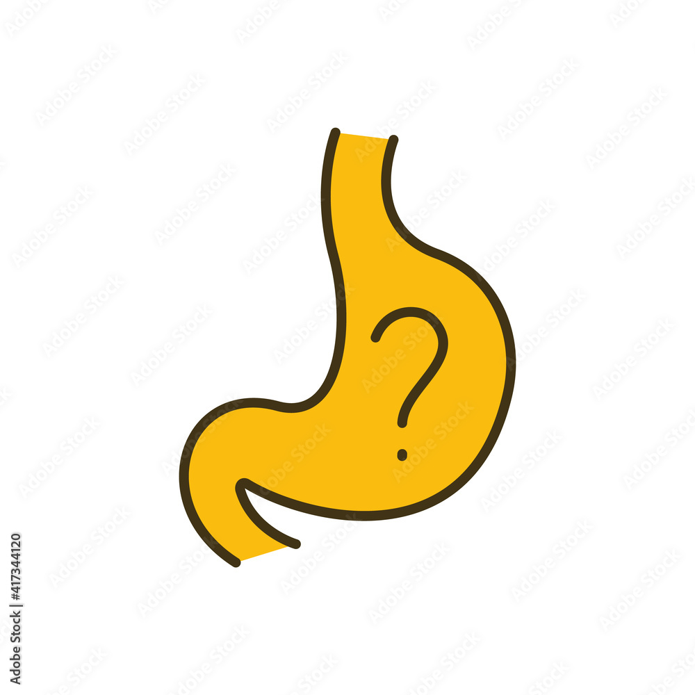 Hunger pangs RGB color icon. Uncomfortable sensation in stomach ...