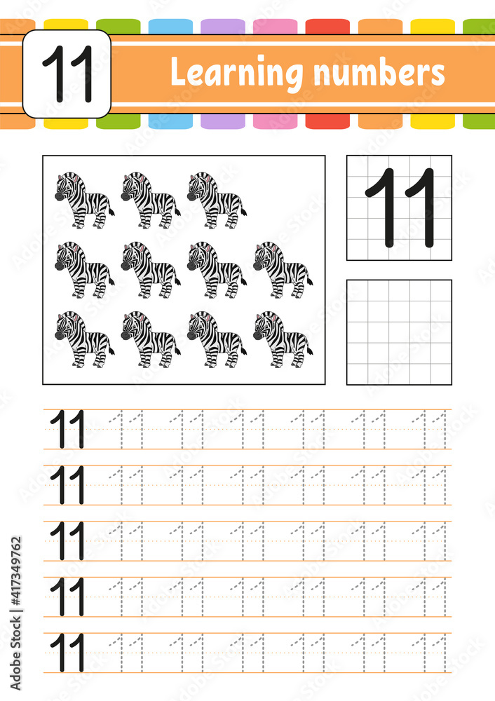 Trace and write numbers. Handwriting practice. Learning numbers for ...