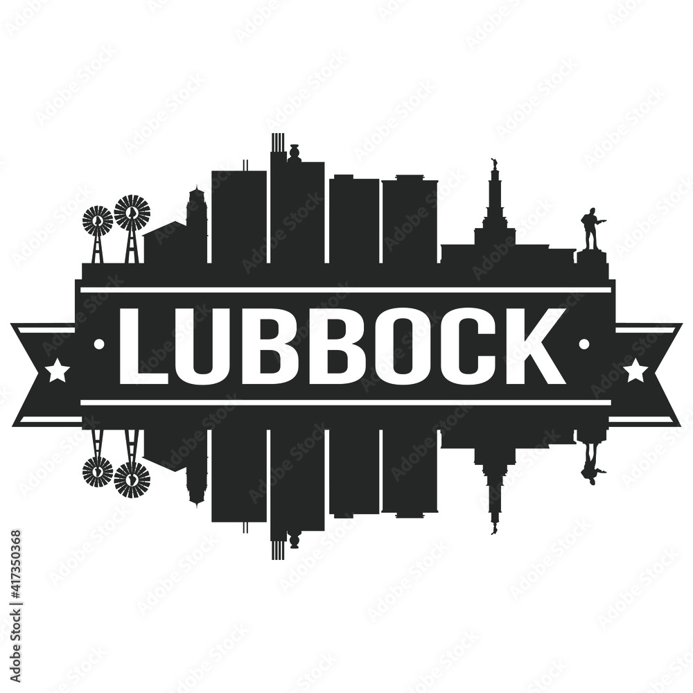 Lubbock Texas USA Skyline Silhouette Design City Vector Art Famous ...