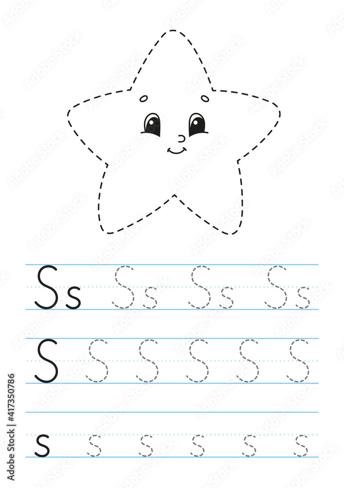 Writing letters - S. Tracing page. Practice sheet. Worksheet for kids ...