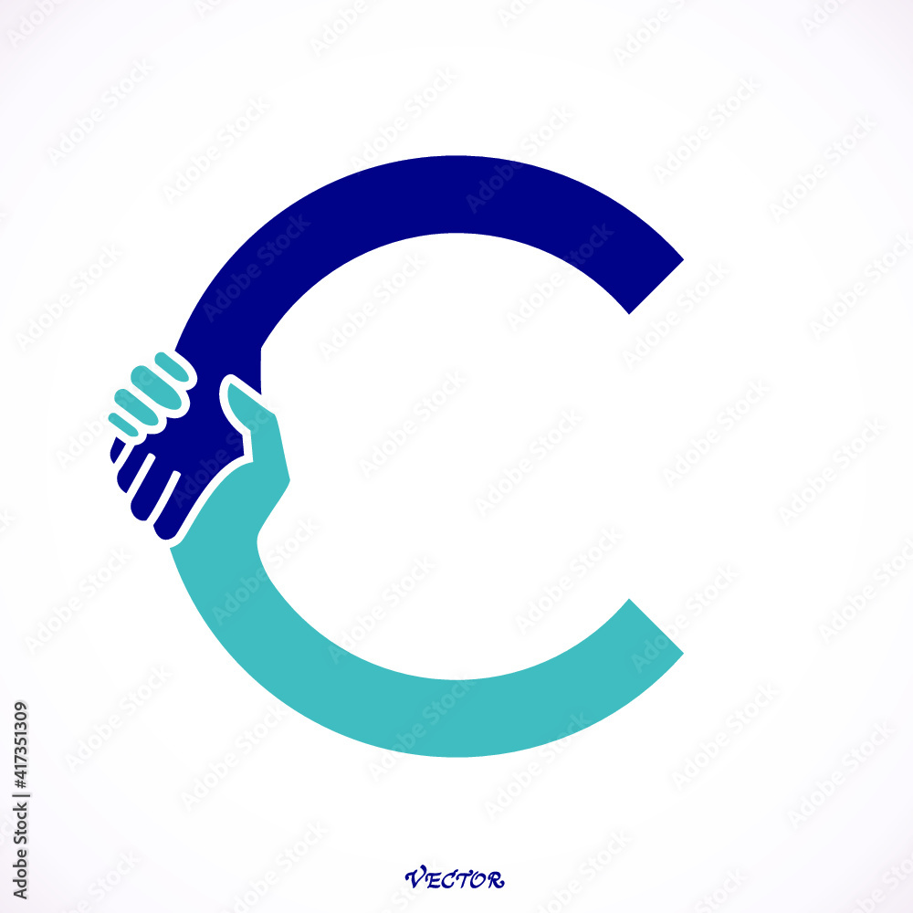 Hand Shake Incorporated in Letter C Concept. Stock Vector | Adobe Stock