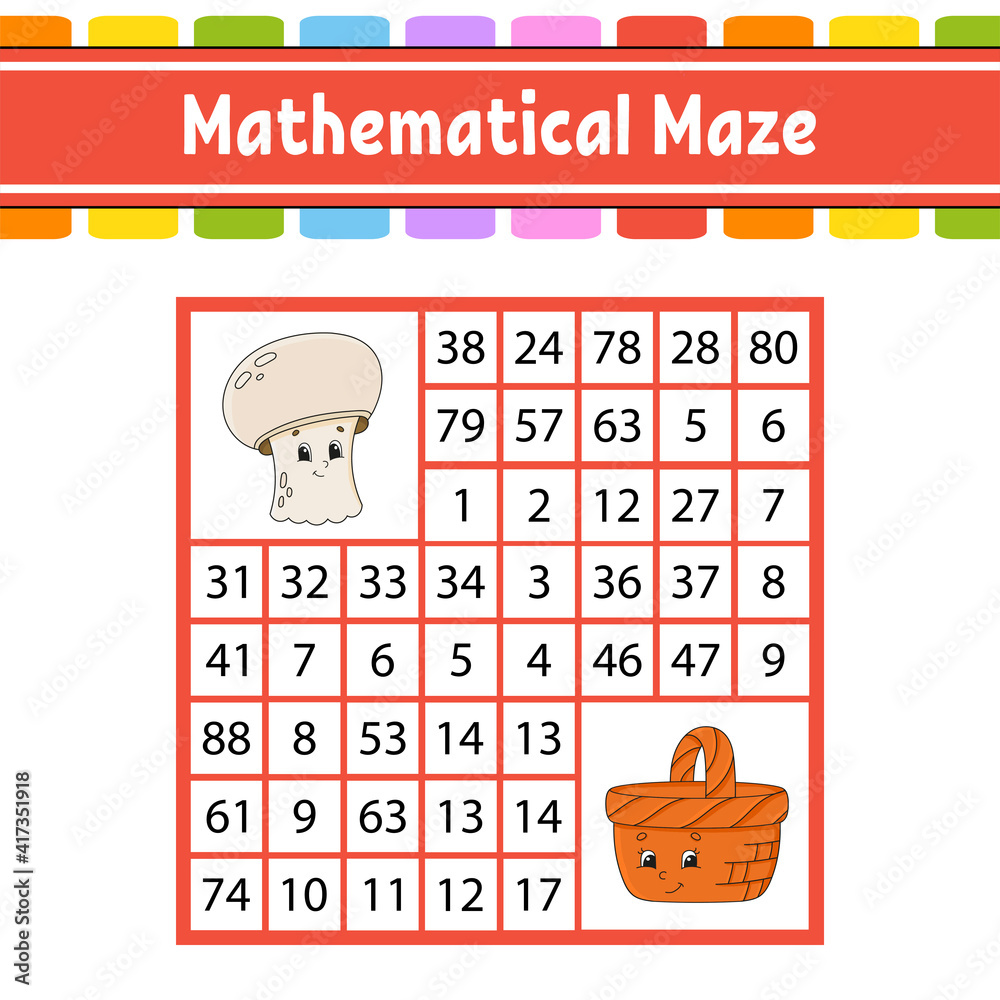 Mathematical maze. Game for kids. Number labyrinth. Education ...