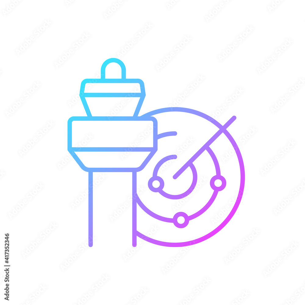 Air traffic control gradient linear vector icon. Radar and control ...