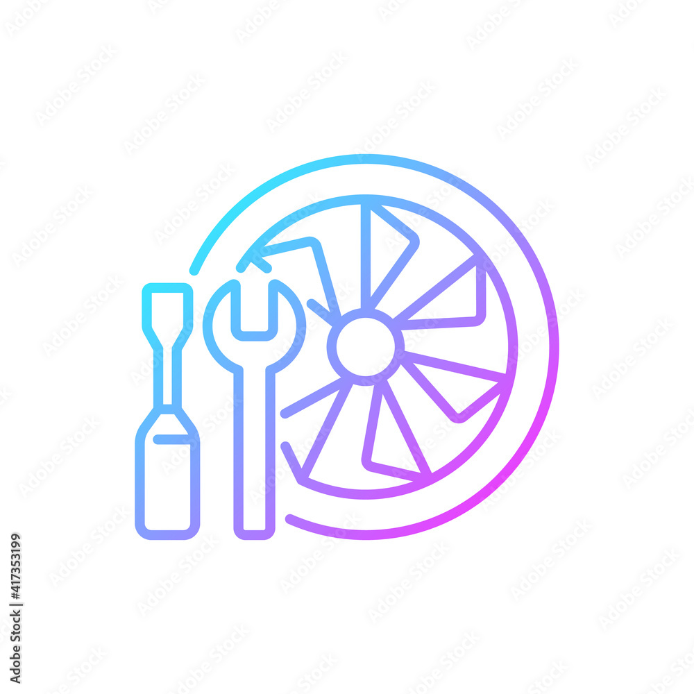 Aircraft maintenance gradient linear vector icon. Civil aviation ...
