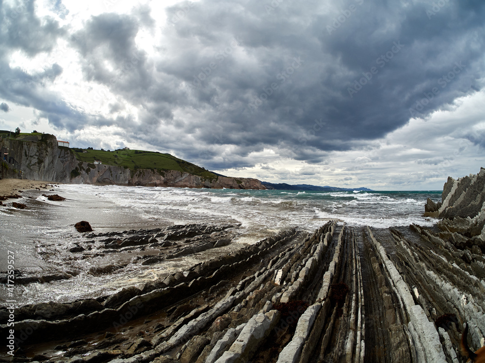 Layers of flysch, flysch cliffs, Basque Coast UNESCO Global Geopark ...