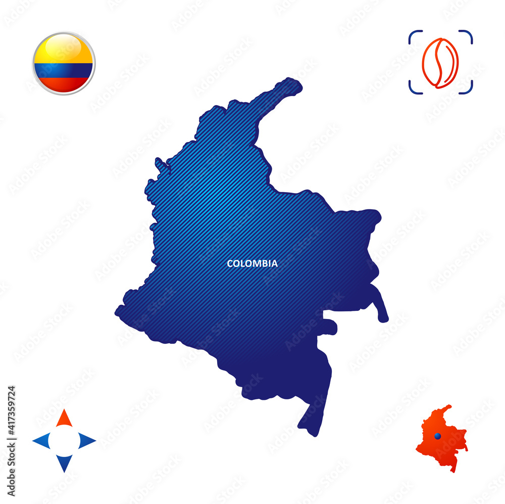 Simple outline map of Colombia Stock Vector | Adobe Stock