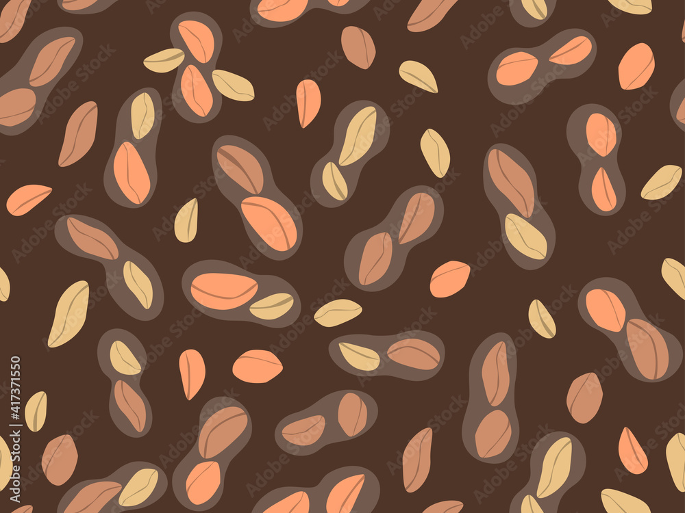 Peanut seamless pattern. Roasted peanuts in shell. Background design ...