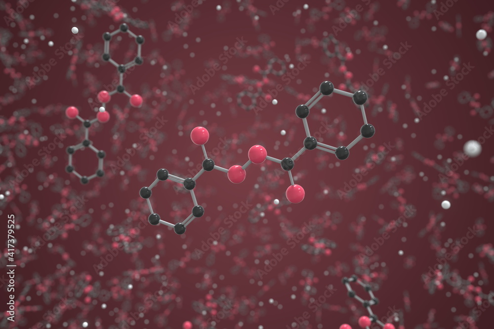 Benzoyl peroxide molecule. Ball-and-stick molecular model. Chemistry ...
