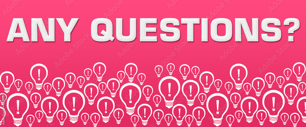 Any Questions Pink Background Bulbs Bottom Text Stock Illustration ...