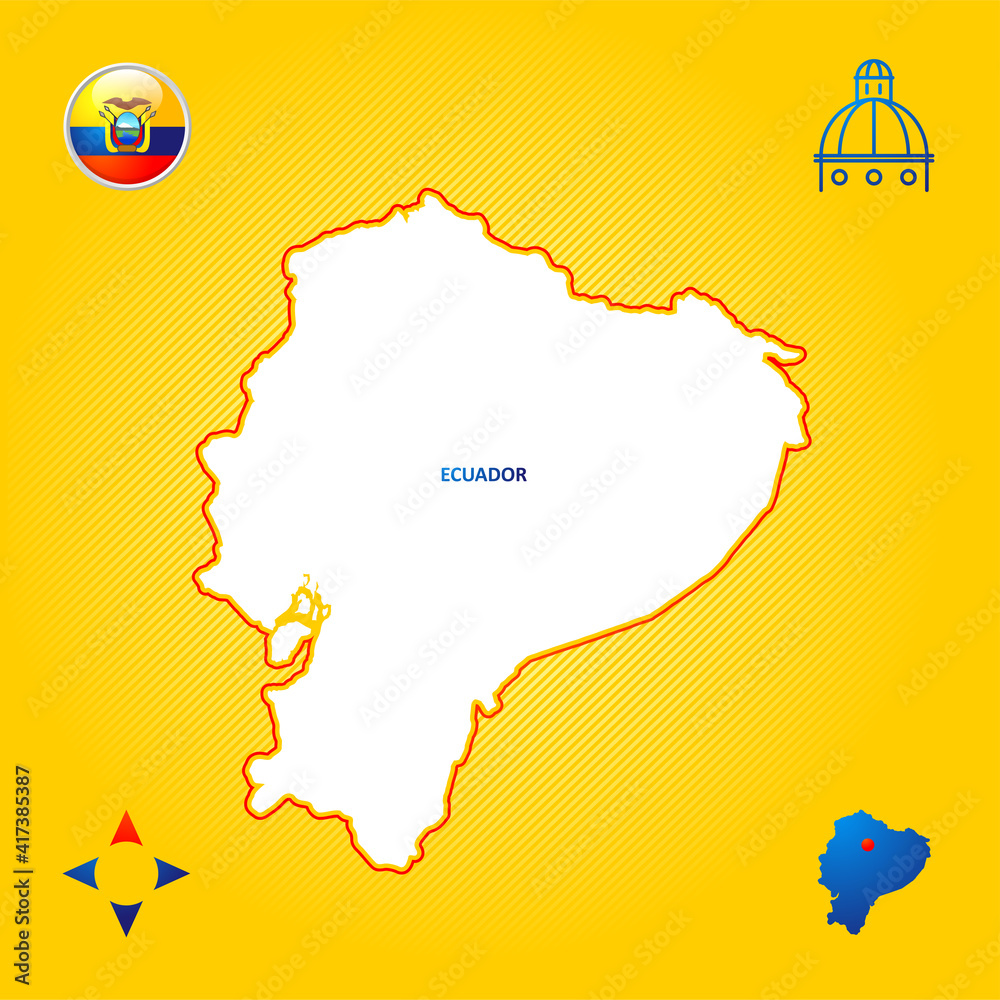Simple outline map of Ecuador Stock Vector | Adobe Stock