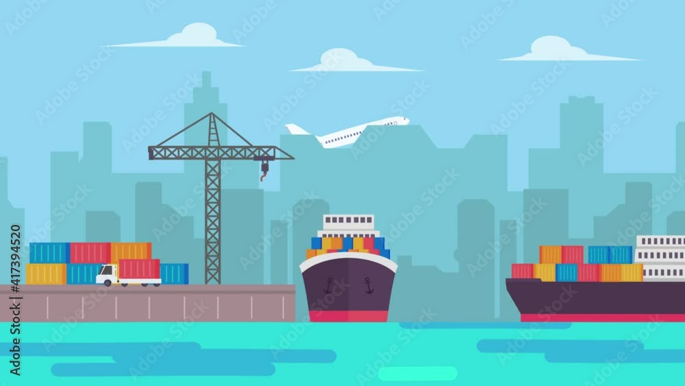 Industrial port loading and unloading containers Stock ビデオ | Adobe Stock