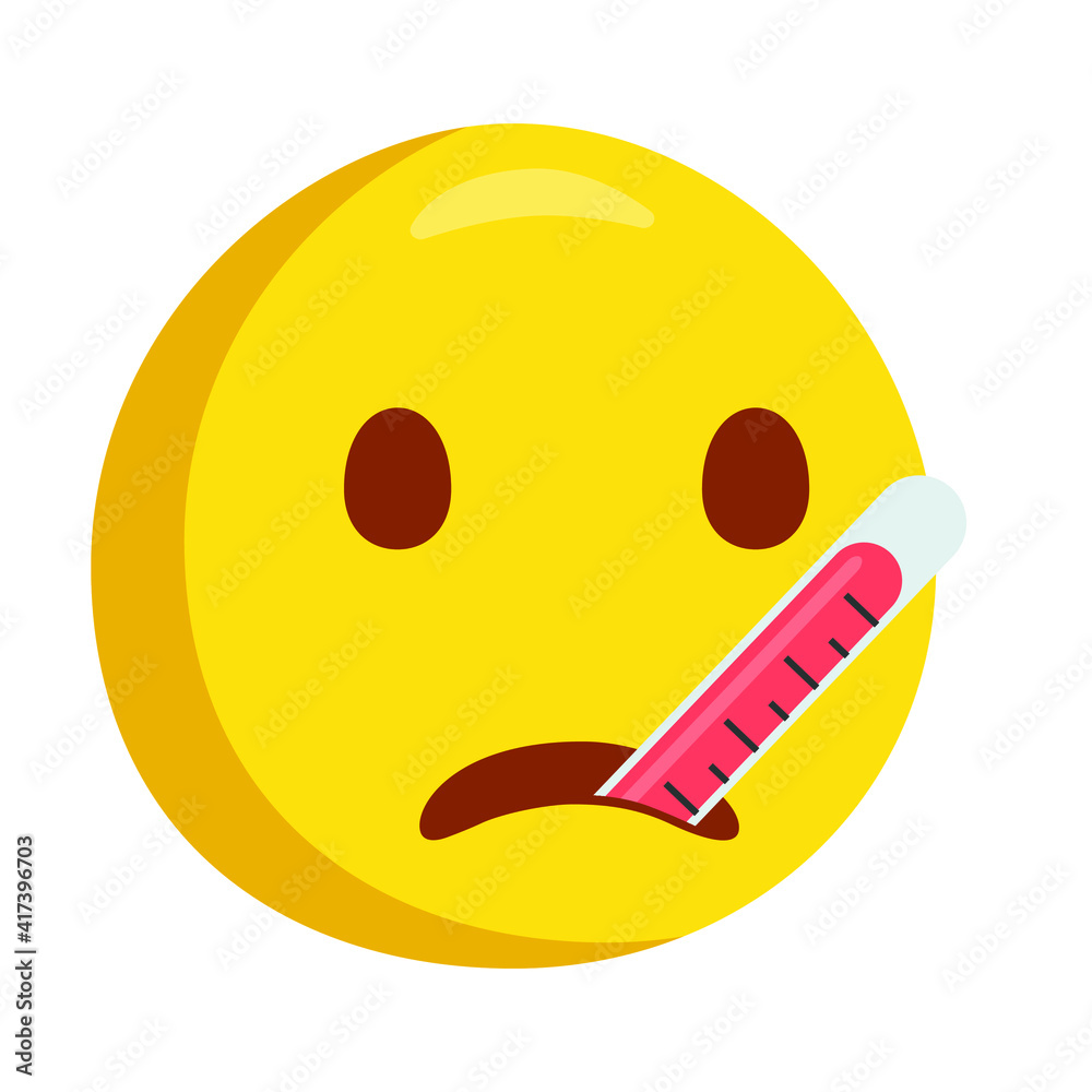 Thermometer in Mouth Emoji Icon Illustration. Sick Patient Vector ...