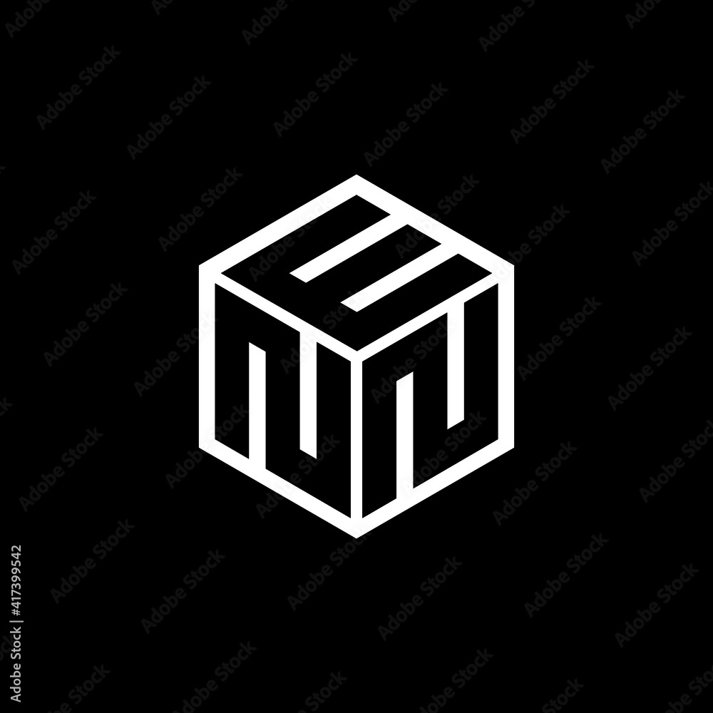 NNE letter logo design with black background in illustrator, cube logo ...
