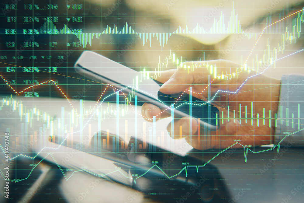 Stock market concept with digital screen with forex chart graphs ...