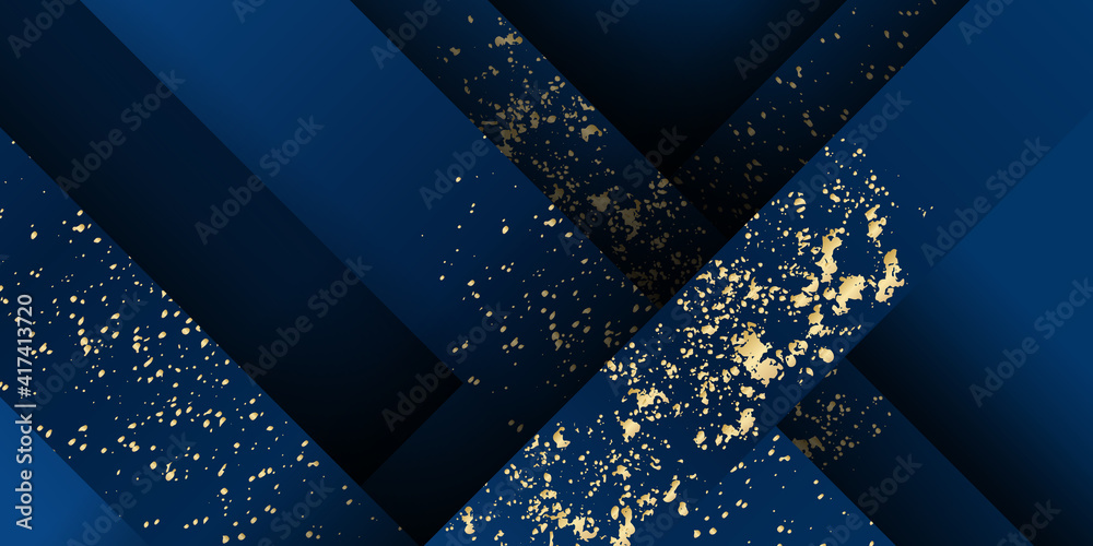 Modern simple dark navy blue and gold glitter abstract stripes ...