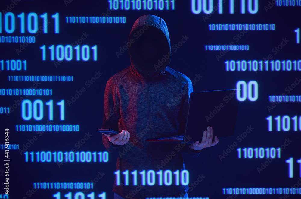 Dangerous hacker. Internet, cyber crime, cyber attack, system, game ...