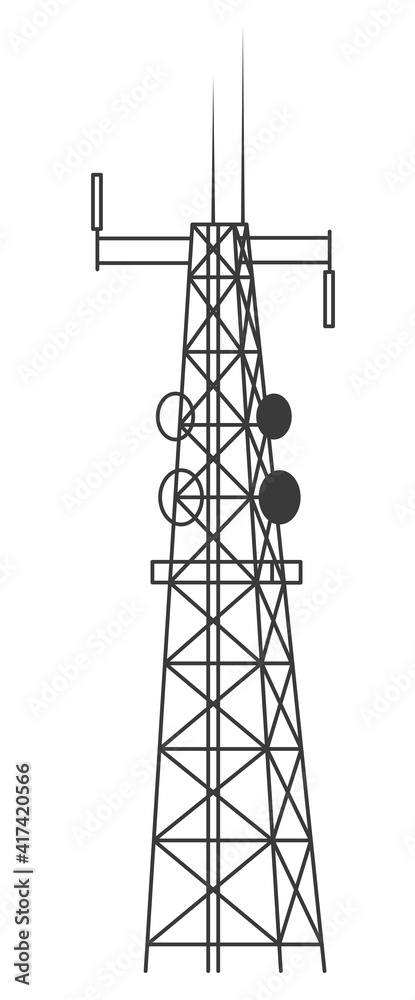 Transmission cellular tower. Mobile and radio communications tower with ...