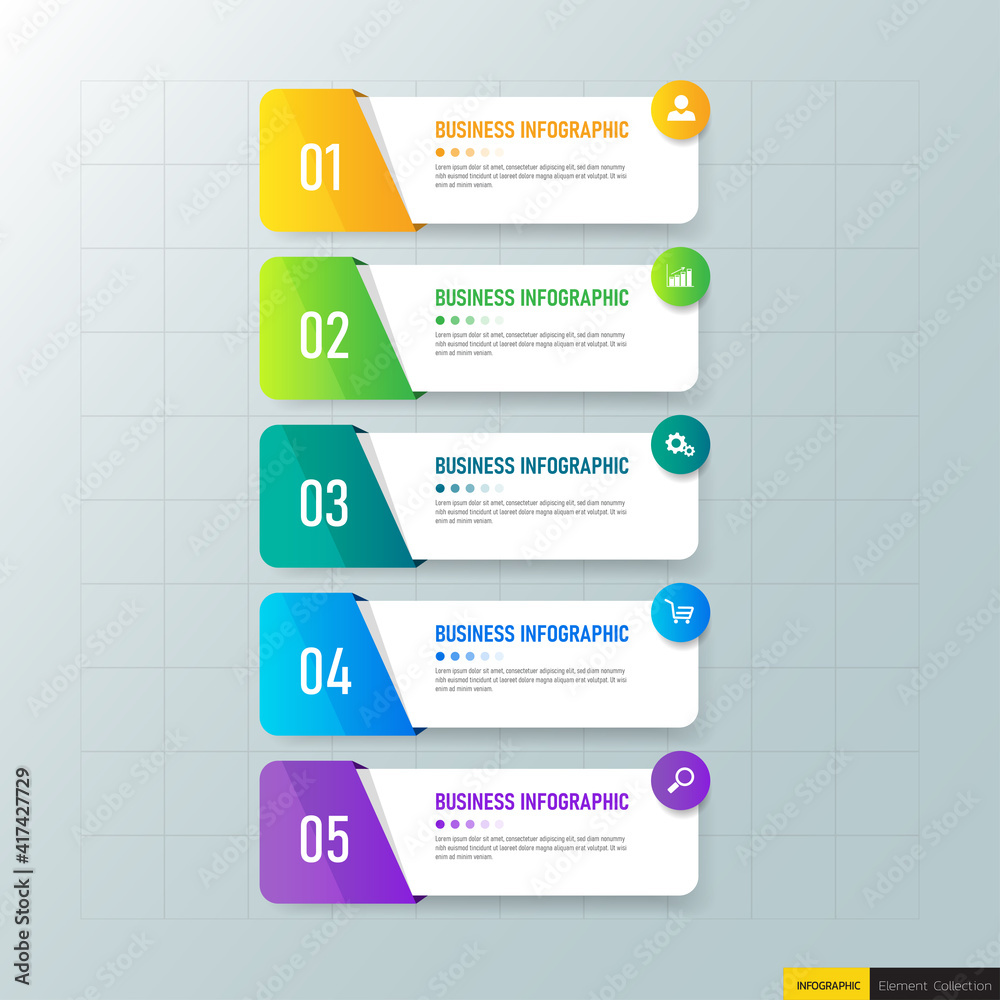 Infographics design template, 3D Business concept with 5 steps or ...
