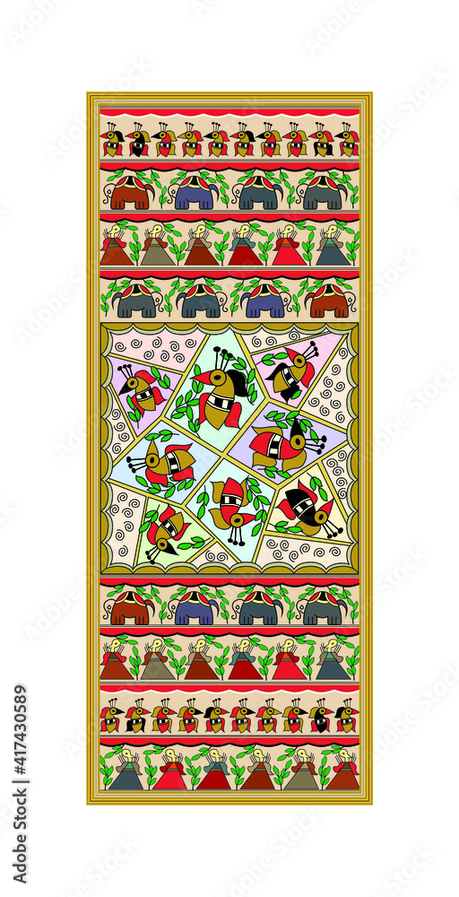 Madhubani figures from India. Vector illustrations of various. Can be ...