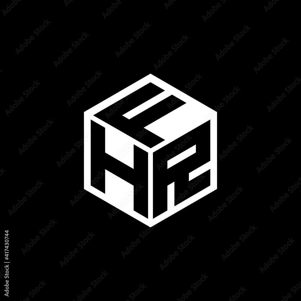 HRF letter logo design with black background in illustrator, cube logo ...