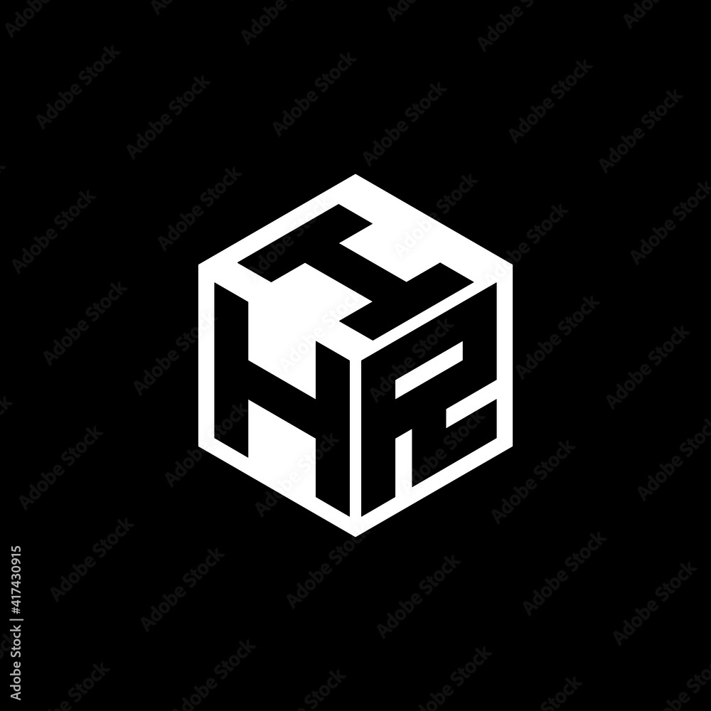 HRI letter logo design with black background in illustrator, cube logo ...