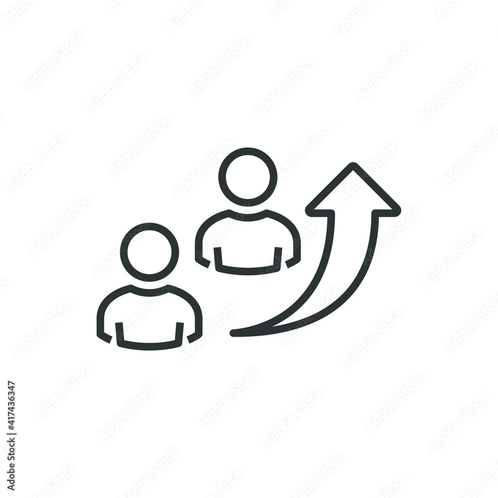 Team growth icon vector, development sign, popularity symbol. Career ...