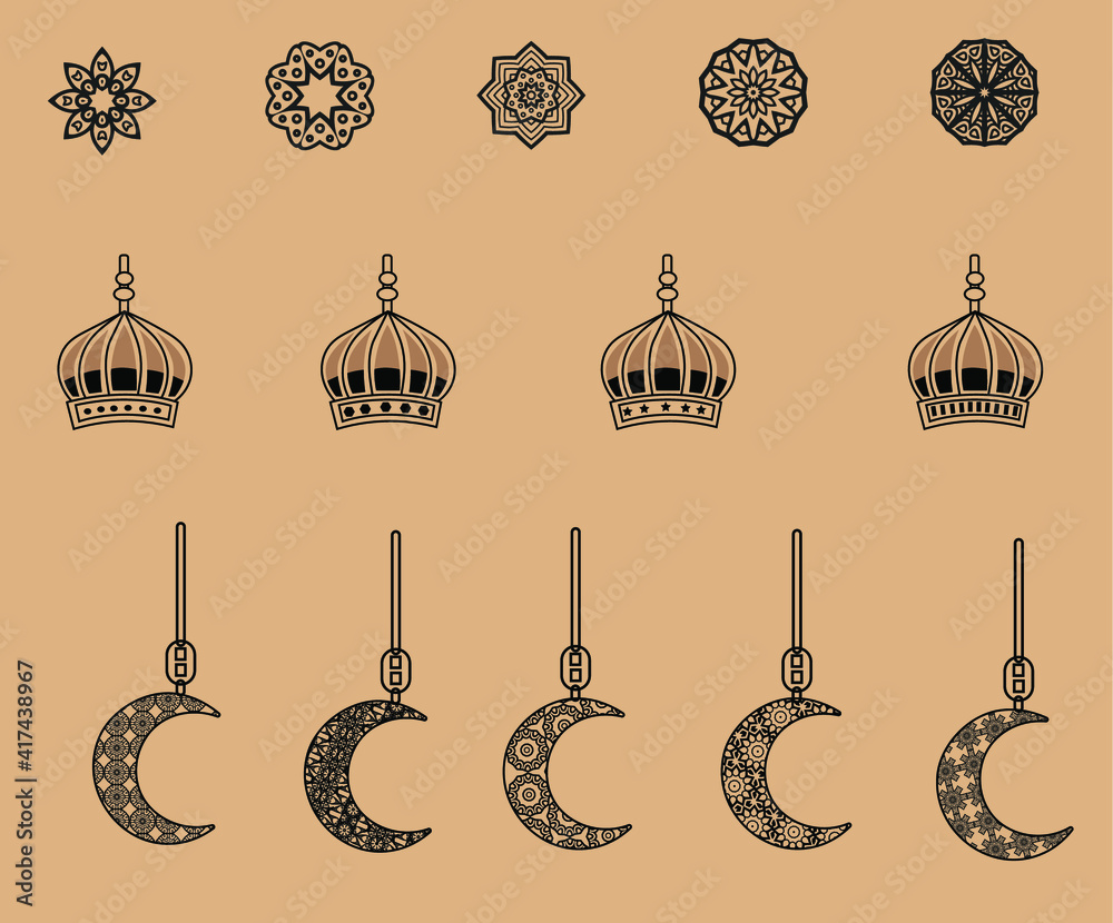 mosque vector icons. Simple illustration set of 9 mosque elements ...