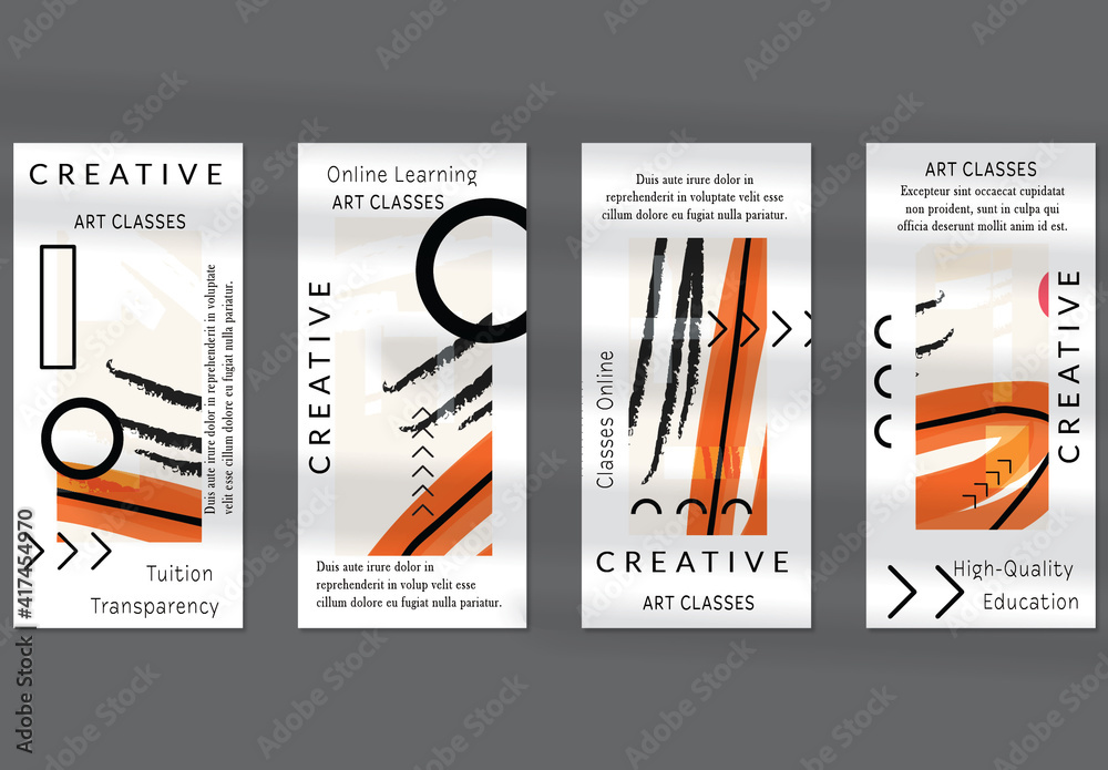 Flyer Layout with Black Shapes and Bright Abstract Rectangle on White ...