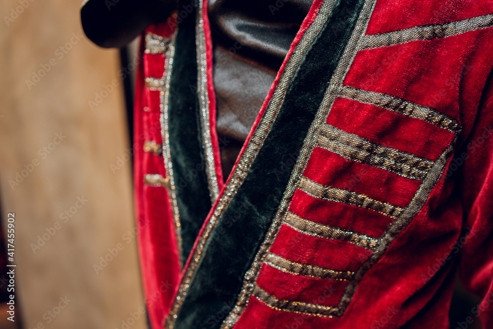 Close Up Hands Of Elder Georgian Man In National Clothes. Culture Of ...
