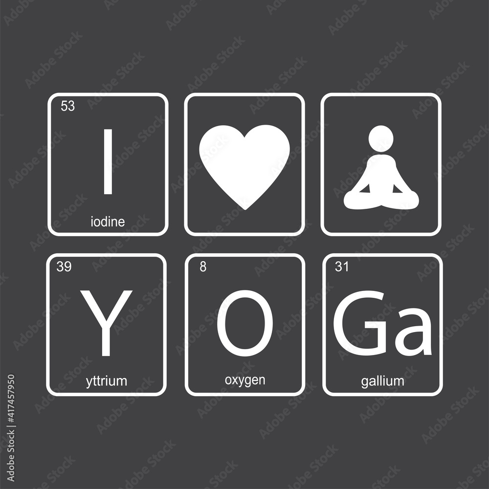 Chemical elements of periodic table. Funny phrase - Yoga. Chemistry ...