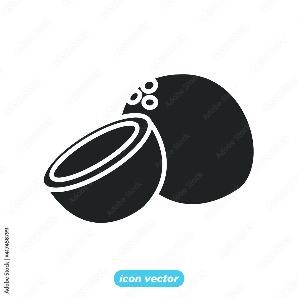 Garden fresh coconut icon. coconut fruits healthy lifestyle symbol ...