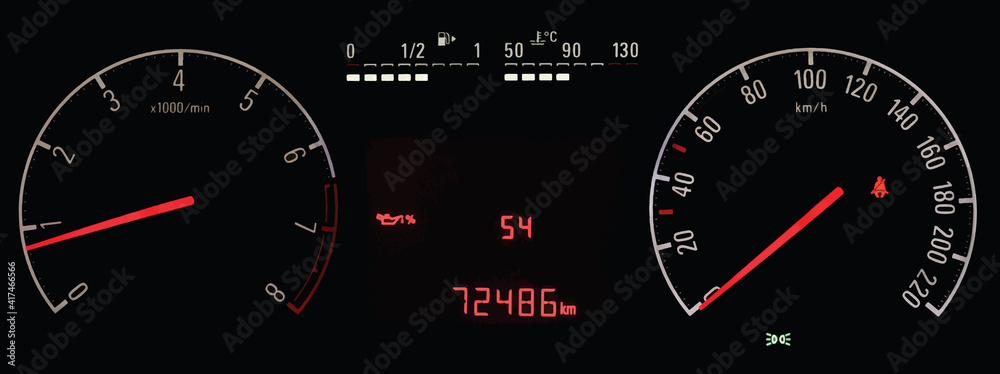 Oil life percentage display on car dashboard panel. Engine oil life ...