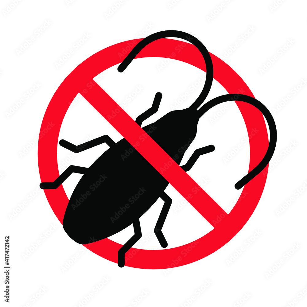 No cockroach with ban sign. Anti cockroach pest control ban ...