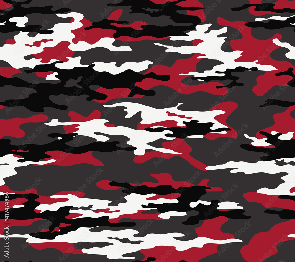 Red camouflage military texture seamless print. Grey background Stock ...