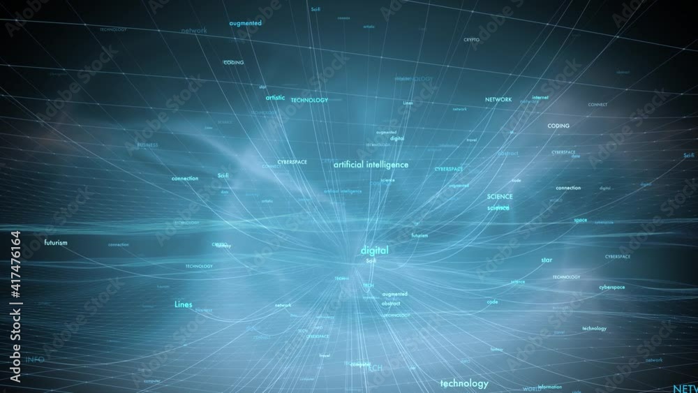 Science Artificial intelligence technology word cloud blue animation ...