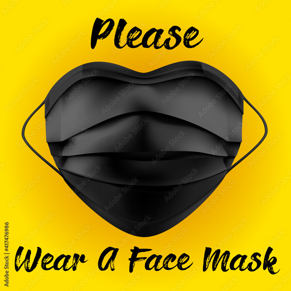 Please Wear a Mask Thank You Warning Sign with a Face Mask Shape and ...