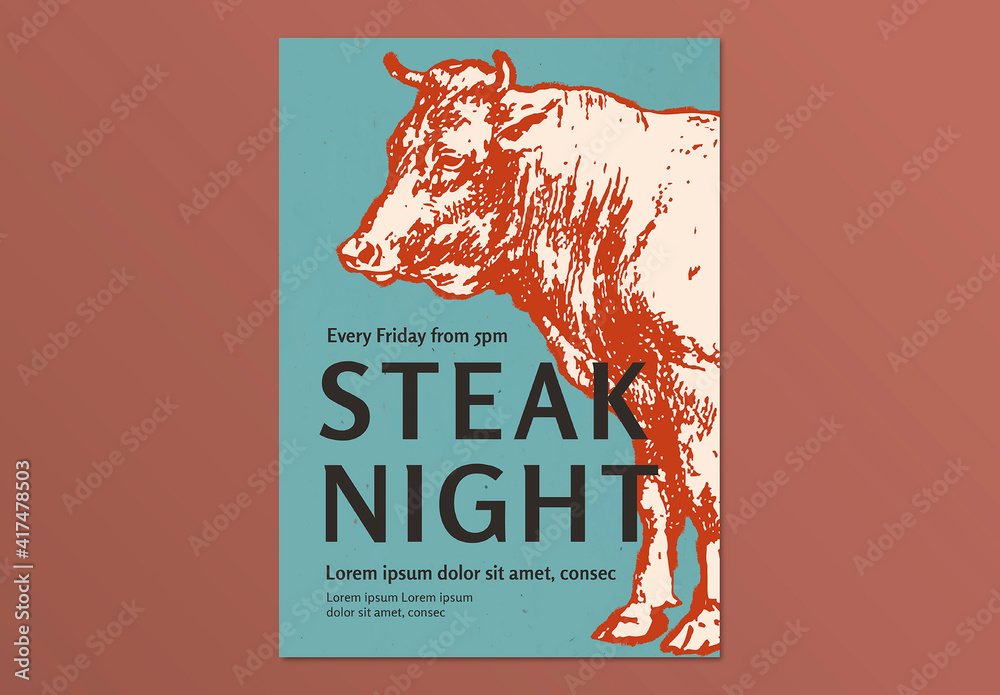 Retro Restaurant Poster Layout Stock Template | Adobe Stock