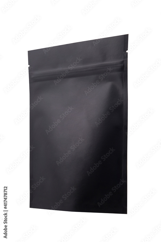 Black blank matte recycled paper bag isolated on white background Stock ...