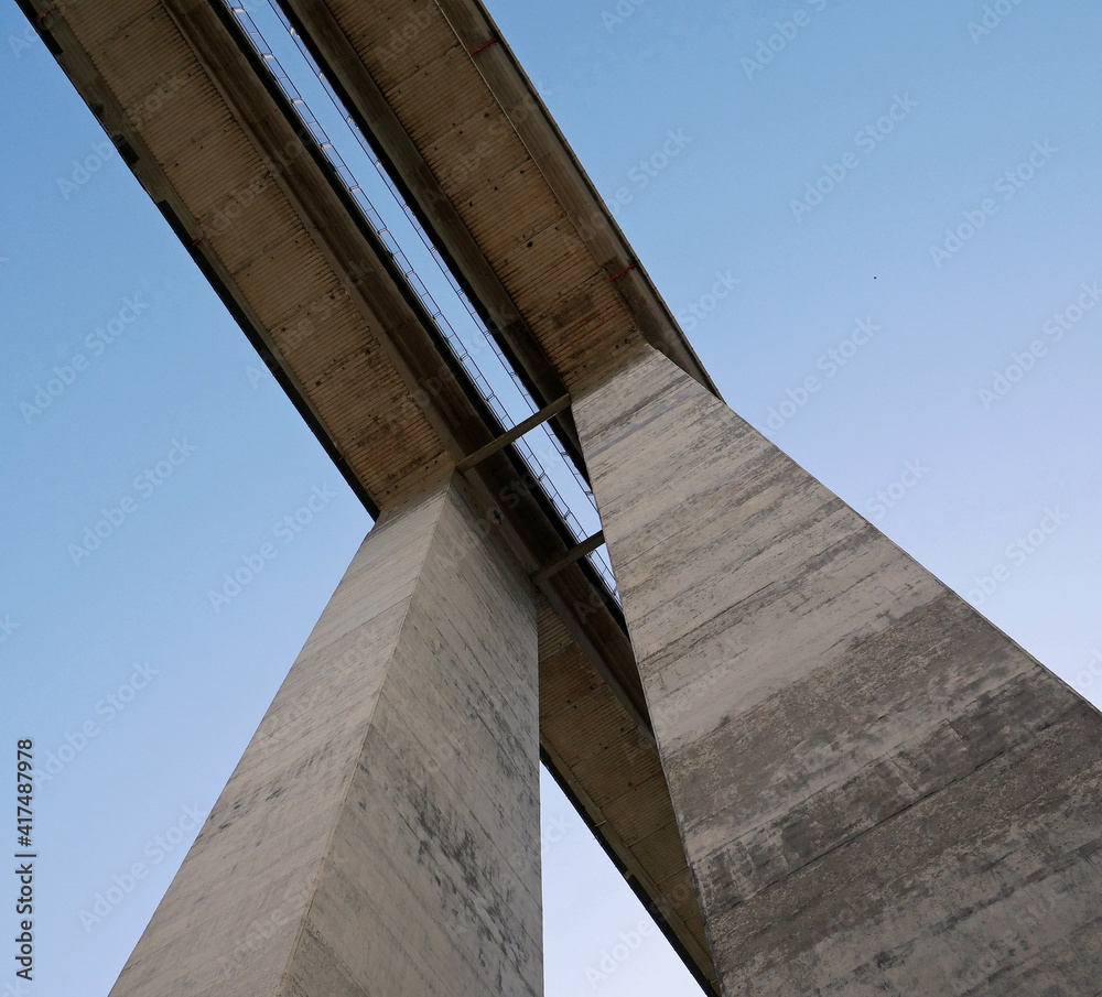 Reinforced concrete columns of a highway viaduct Stock Photo | Adobe Stock