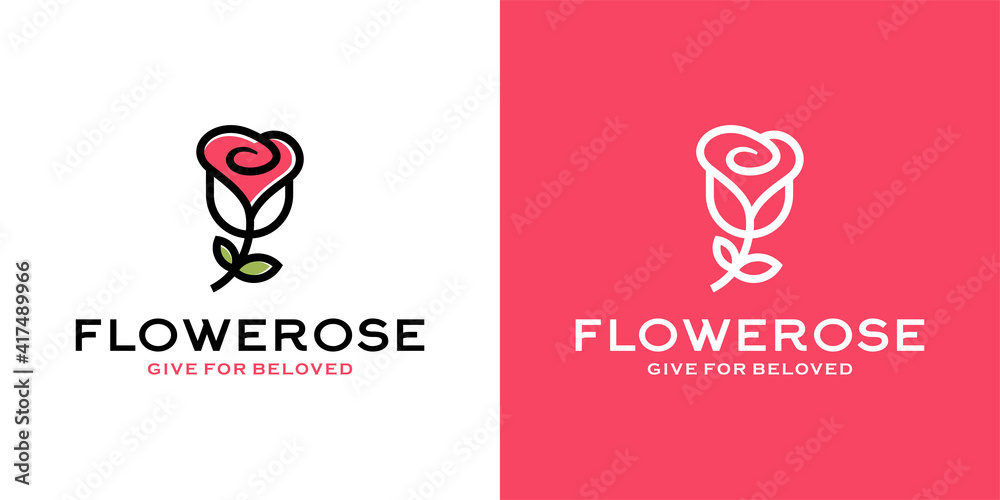 Rose flower logo for beloved, beauty, cosmetics design inspiration ...