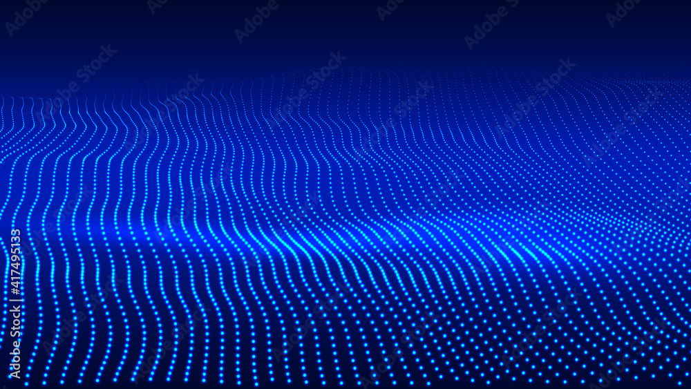 Wave blue 3d. Wave of particles. Futuristic point wave. Design for ...