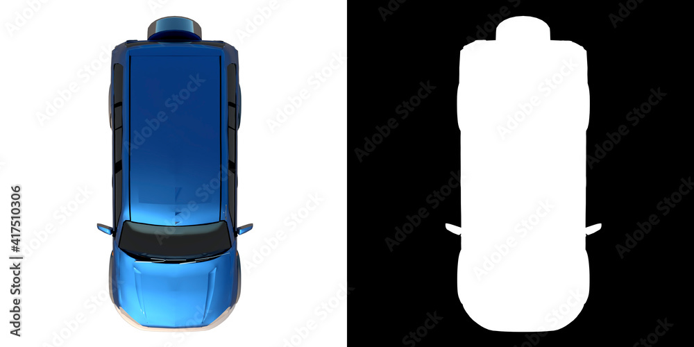 pickup truck city tourism transport 1- top view white background alpha ...