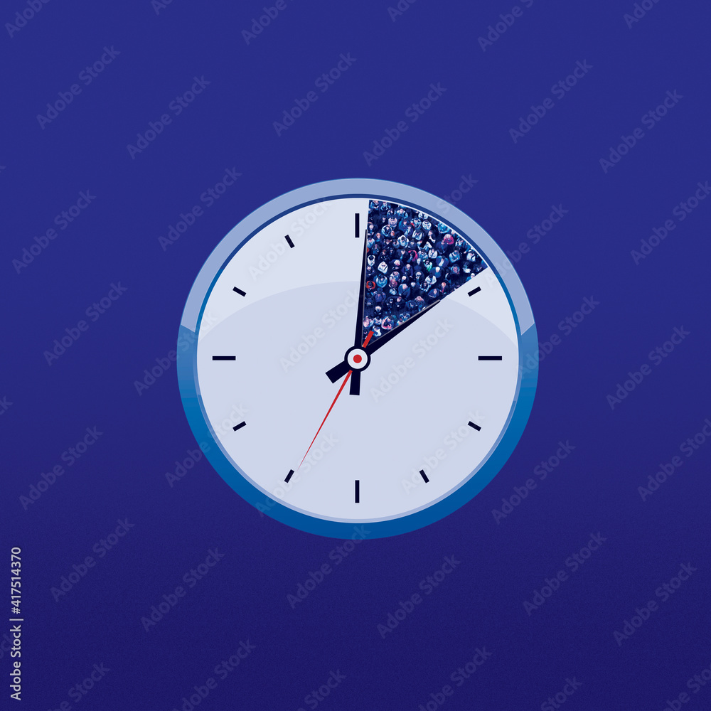 world population day greeting with clock illustration image Stock ...