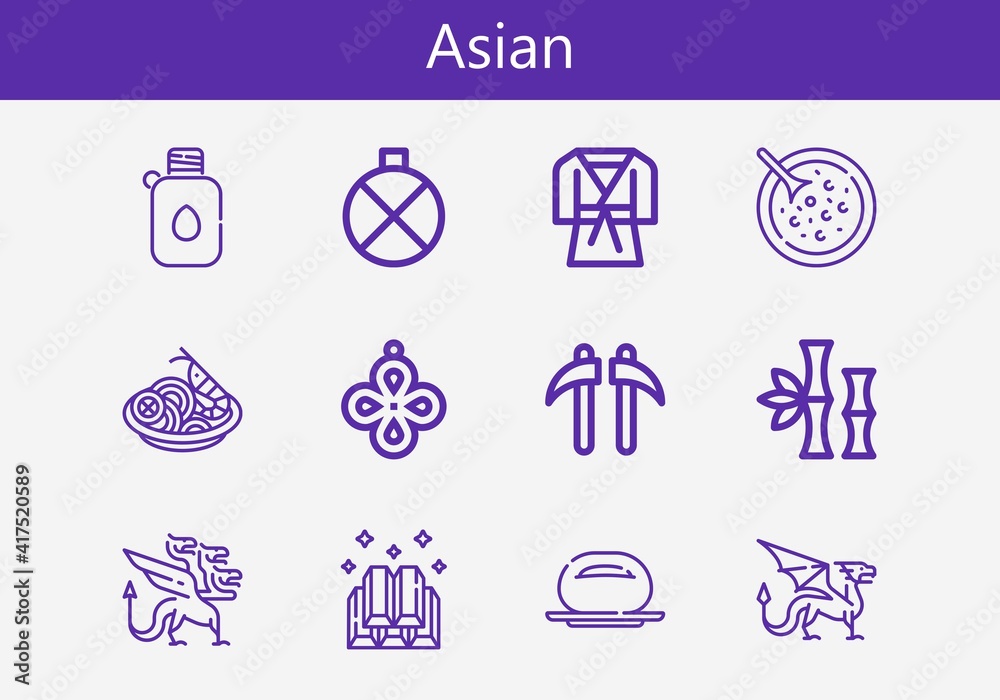 Premium set of asian line icons. Simple asian icon pack. Stroke vector ...