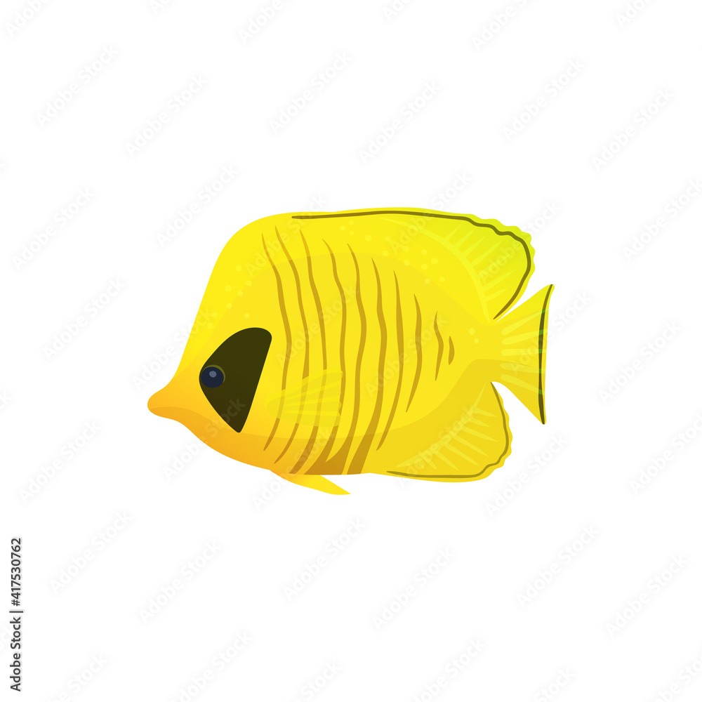 Caribbean bright yellow fish icon or symbol flat vector illustration ...