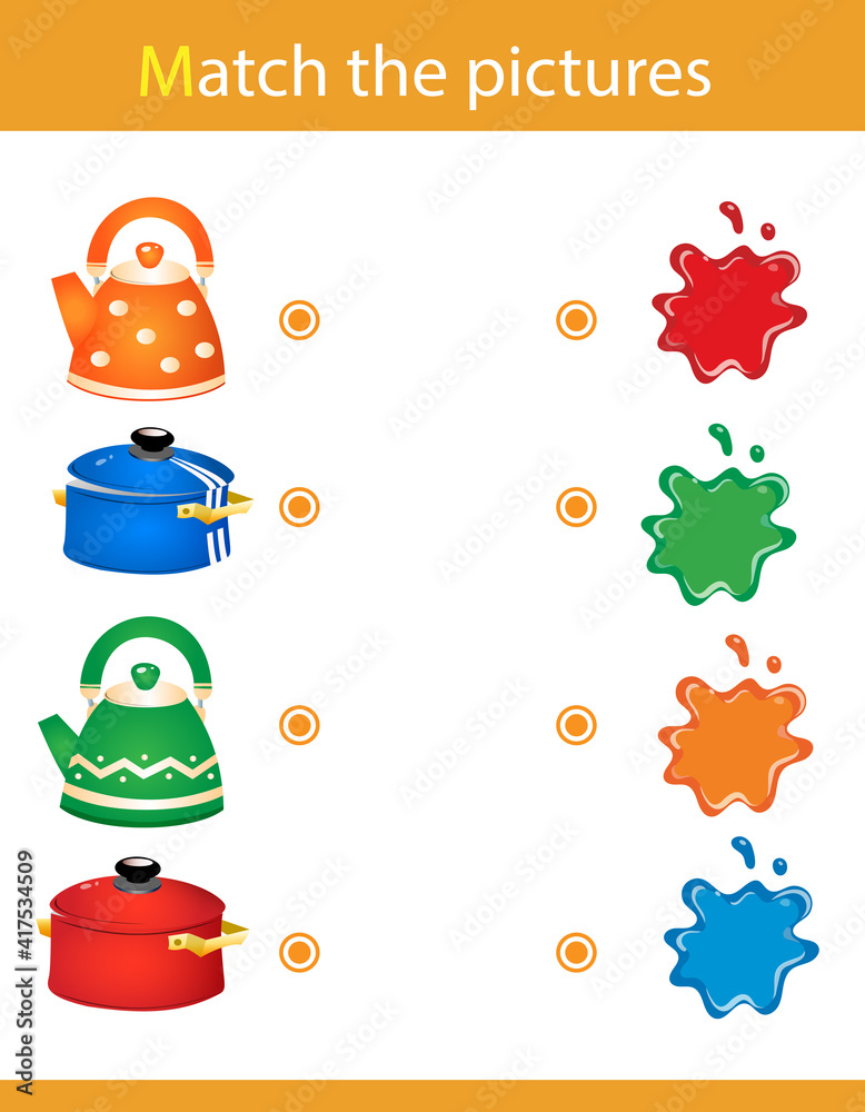 Match by color. Puzzle for kids. Matching game, education game for ...