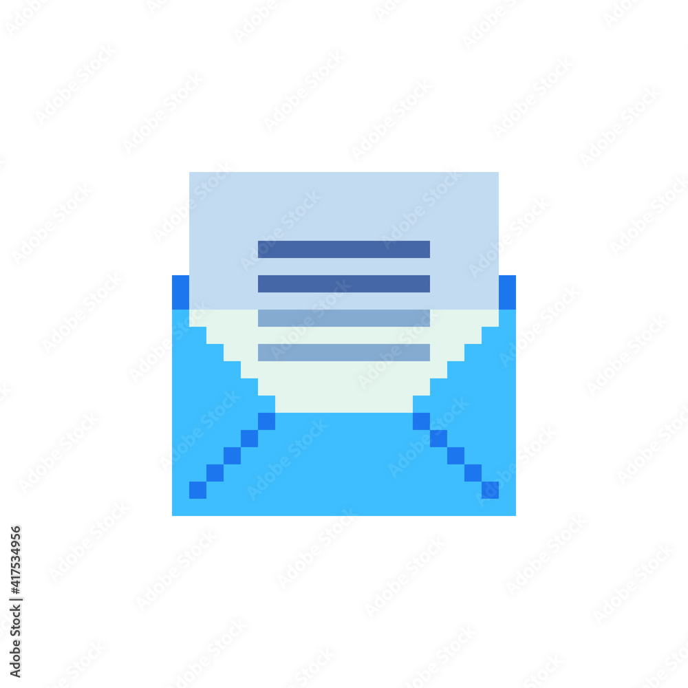 Open envelope. Web site icon. Video game sprite. Design for sticker ...