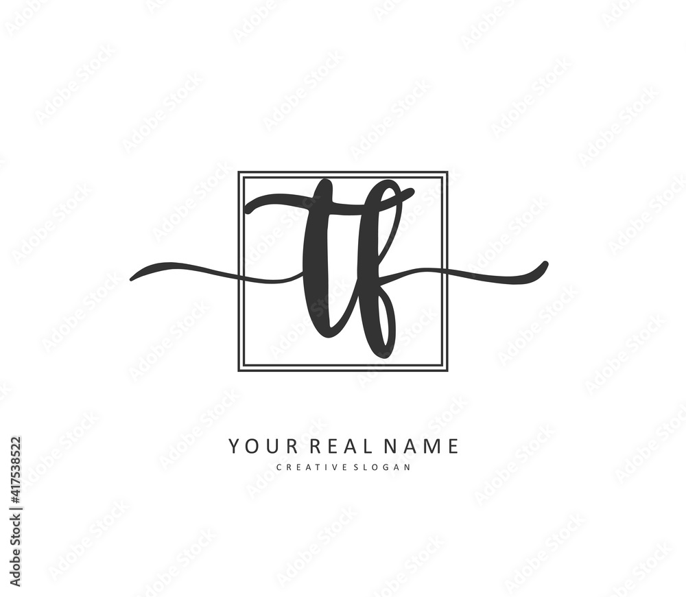 TF Initial letter handwriting and signature logo. A concept handwriting ...