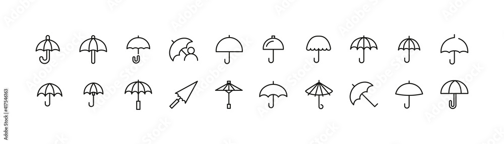 Simple line set of umbrella icons. Stock Vector | Adobe Stock