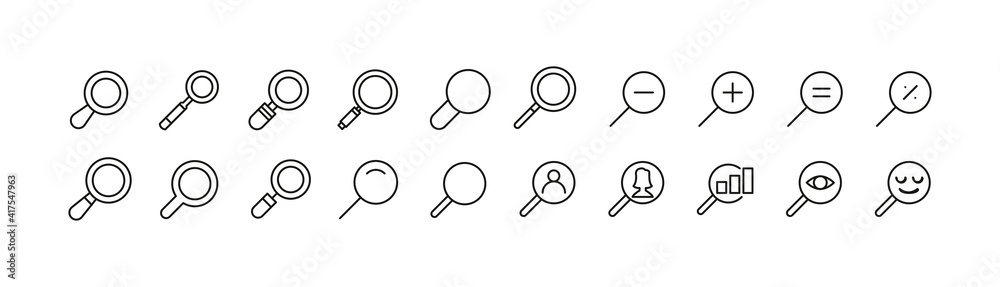 Simple line set of search icons. Stock Vector | Adobe Stock